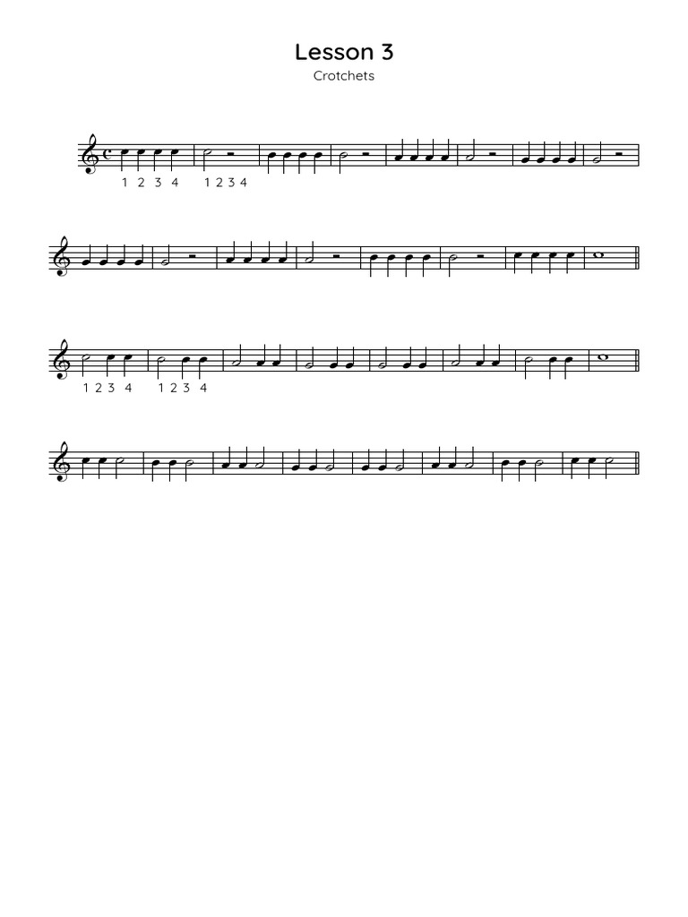 Flute - Lesson 3 - Crotchets | PDF