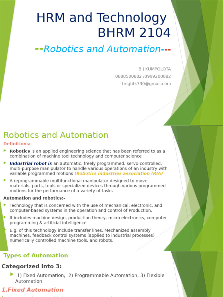 Robotics and Automation in HRM | PDF | Automation | Human Resource ...