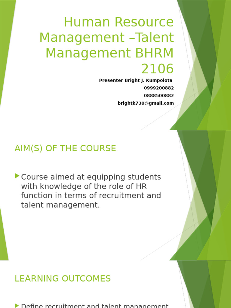 BHRM 2106 Couse Outline | PDF