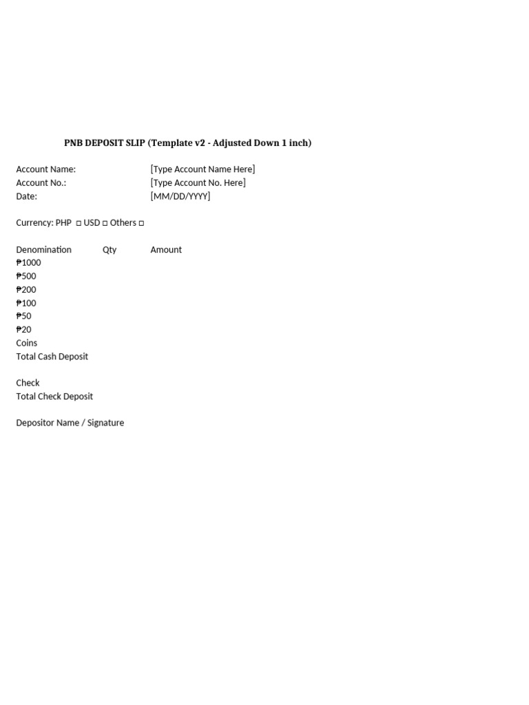 PNB Deposit Slip v2 Adjusted | PDF