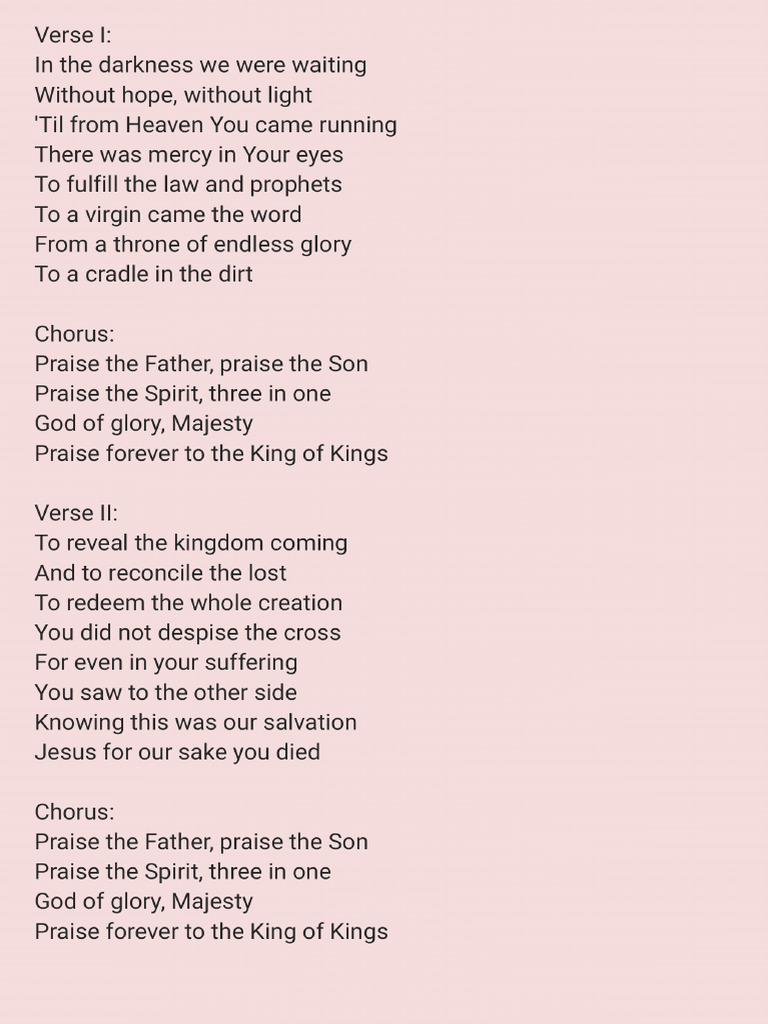 King of Kings Lyrics - 250612 - 100614 | PDF