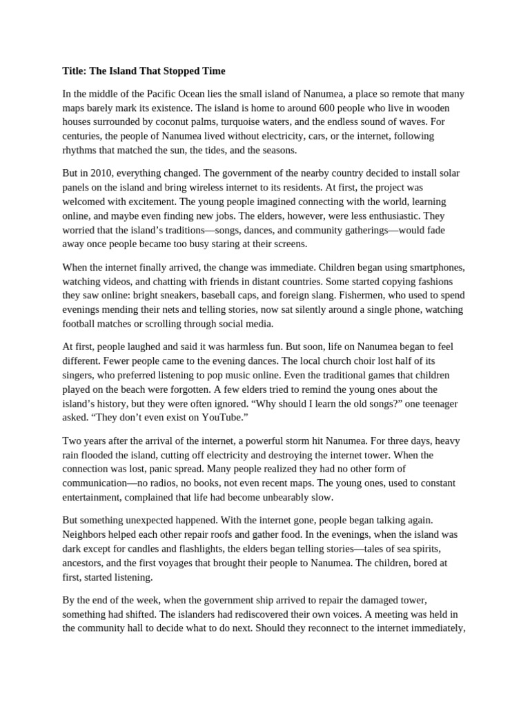 Comprehension Reading The Island | PDF