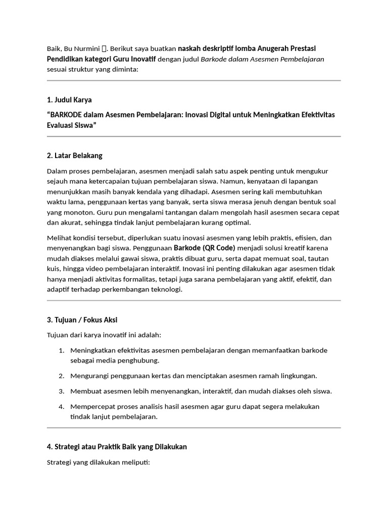 Inovasi Barkode untuk Asesmen Efektif | PDF