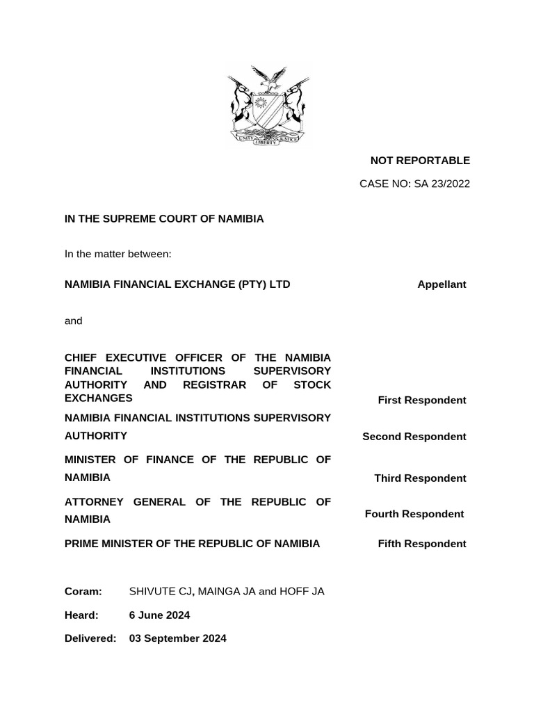 Namibia Stock Exchange Licence Appeal | PDF | Appeal | Stocks