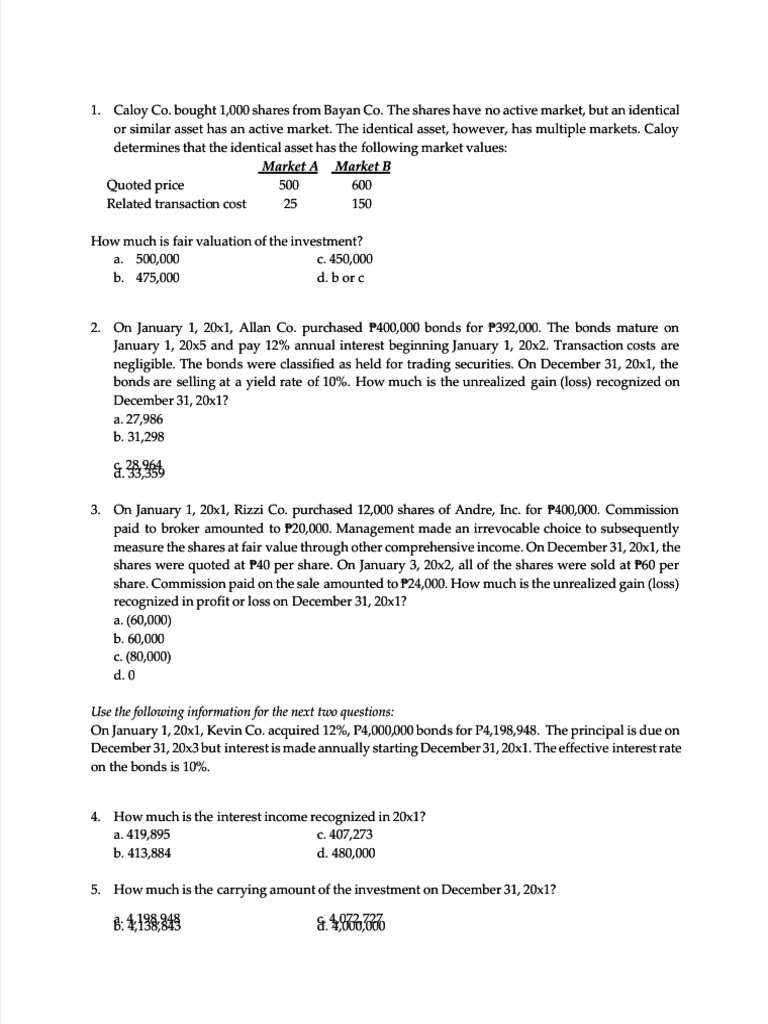 PDF Investment Test Bank Compress | PDF | Investing | Equity (Finance)