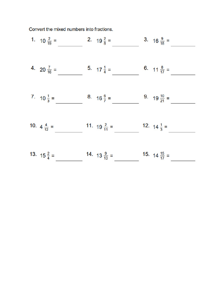 Fractions Revision Worksheet | PDF