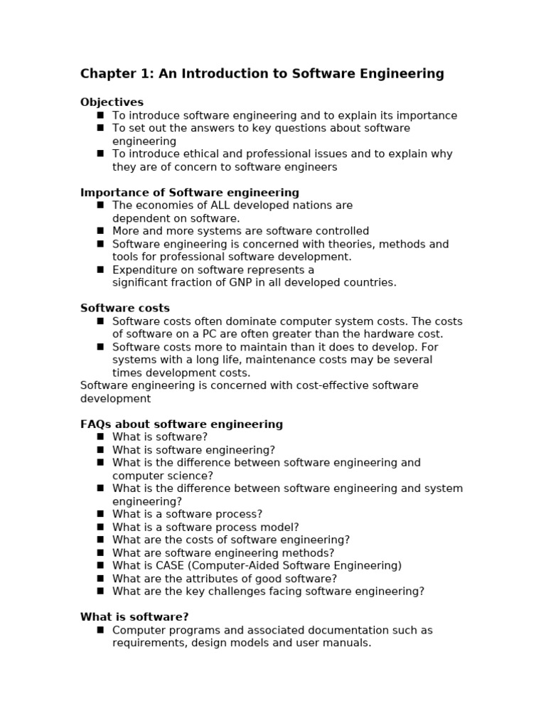 Chapter 1 An Introduction To Software Engineering | PDF | Software | Software Development Process