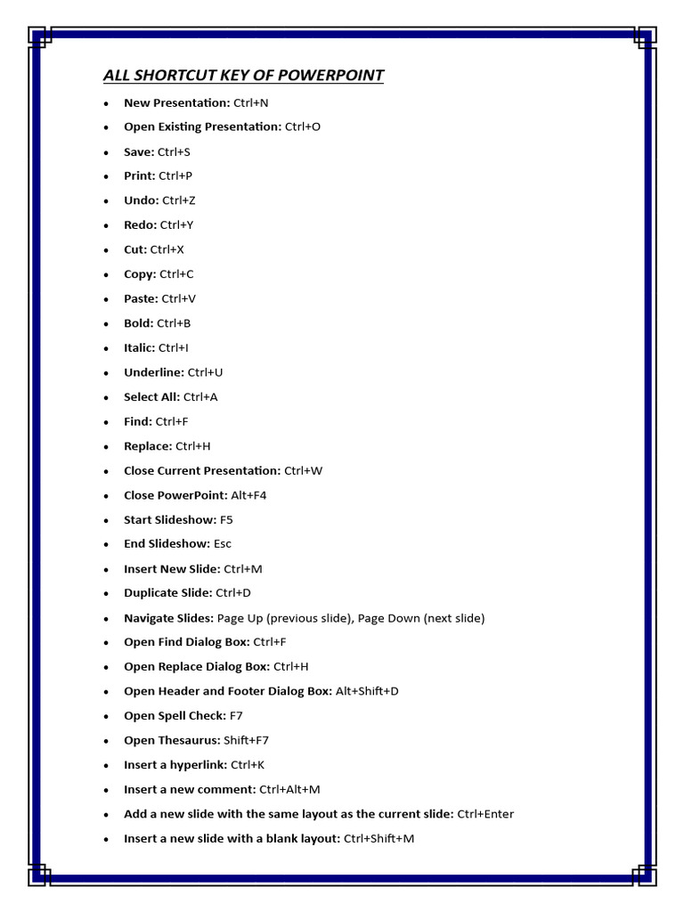 PowerPoint Shortcut Keys Guide | PDF