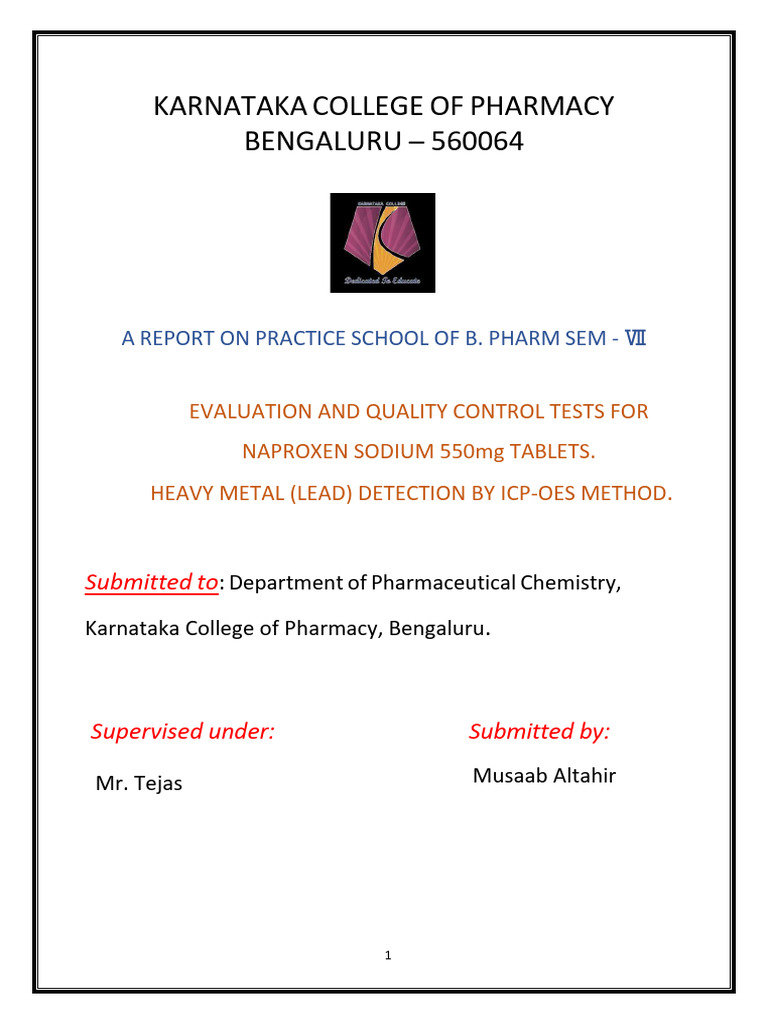 Final Report | PDF | Tablet (Pharmacy) | Chemistry