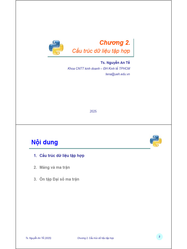 Python - ch2 - Cau Truc Du Lieu Tap Hop | PDF