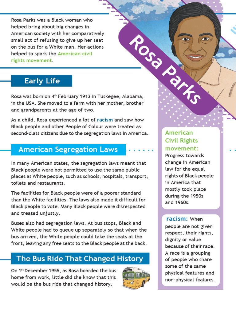 HW - Rosa Parks - Reading ComprehensionY43KR | PDF | Rosa Parks