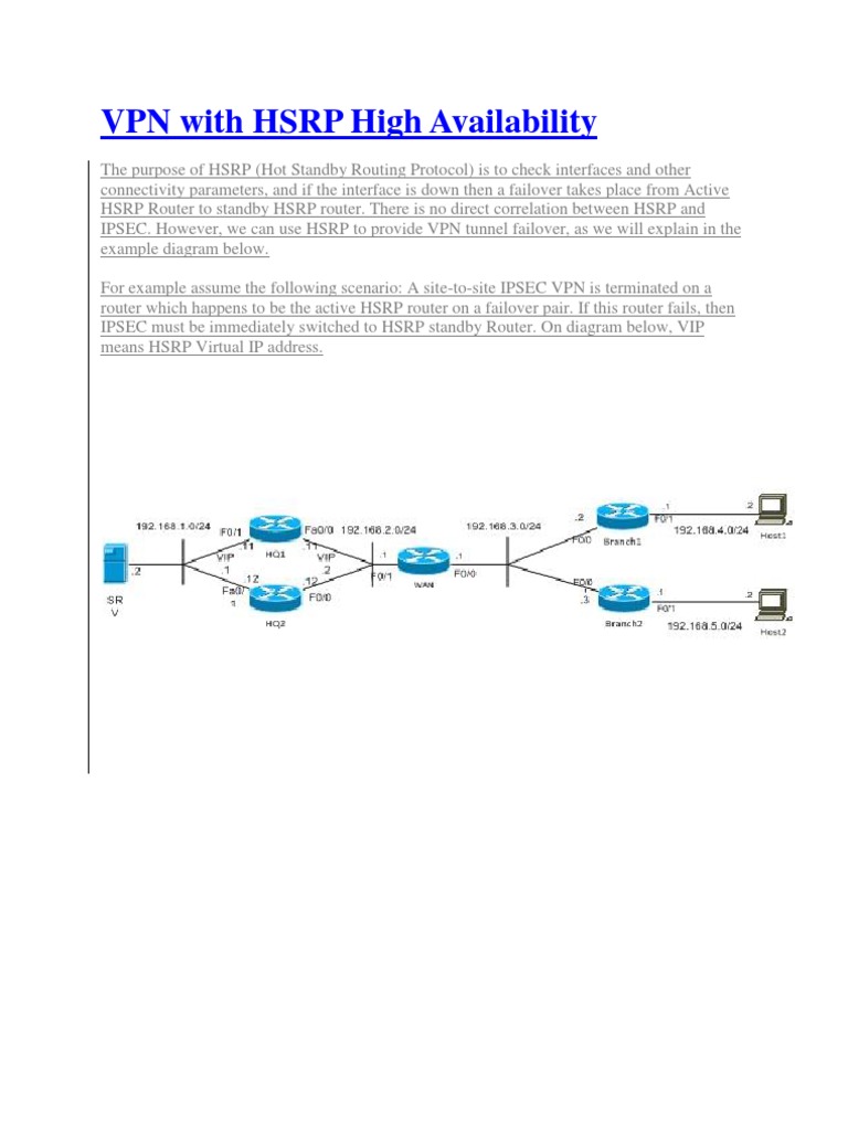 VPN With HSRP High Availability | PDF | Virtual Private Network | Router (Computing)