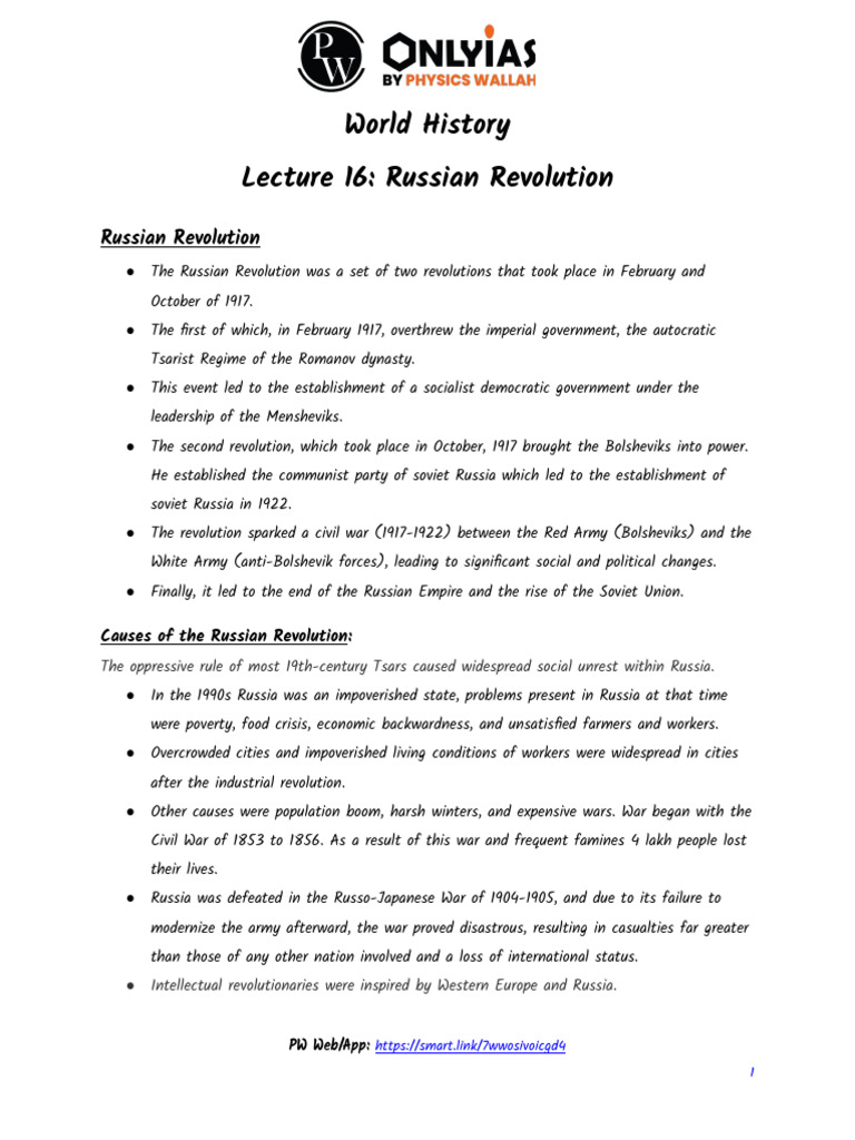 World History 16 Daily Class Notes | PDF | Russian Revolution | Russian ...