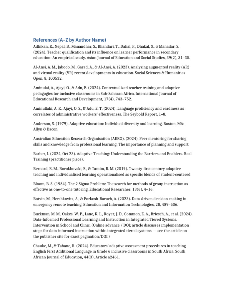 Reference in Alphabetical Order | PDF | Differentiated Instruction ...