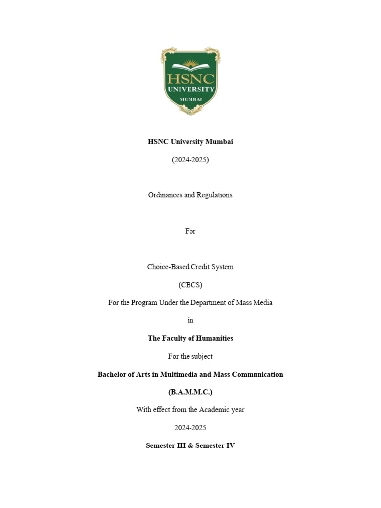 HSNC University B.A. Mass Communication Guide | PDF | Camera | Public ...