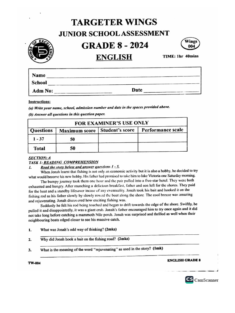 Targeter Wing 004 English Grade 8 | PDF