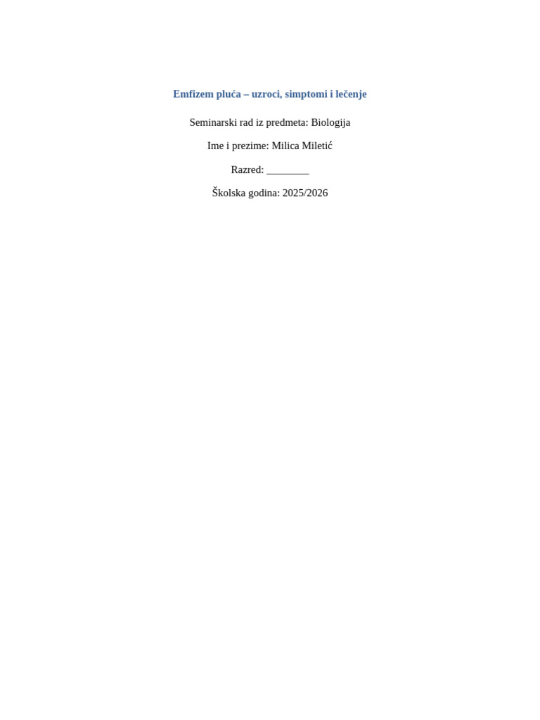Emfizem Pluca Uzroci Simptomi Lecenje | PDF