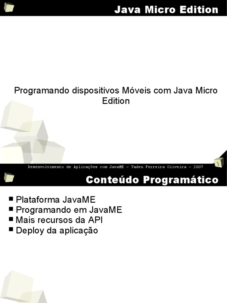 Slides de Aula Java Micro Edition J2ME | PDF | Áreas de Ciência da ...