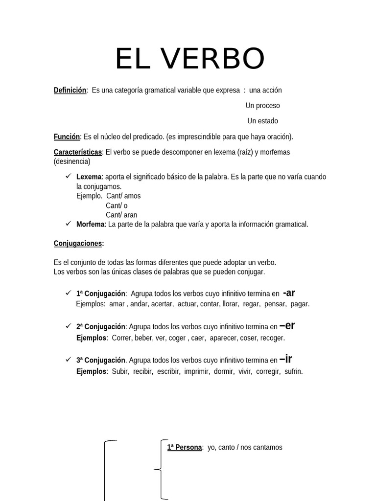 Definición y Conjugación del Verbo | PDF | Verbo | Conjugación gramatical