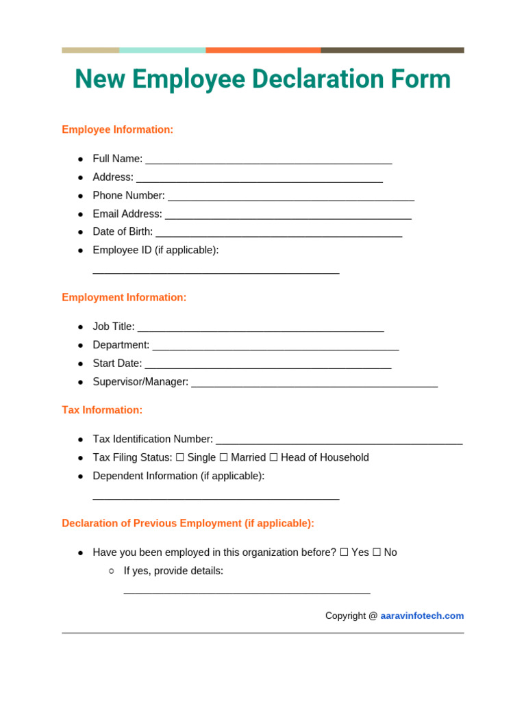 New Employee Declaration Form | PDF
