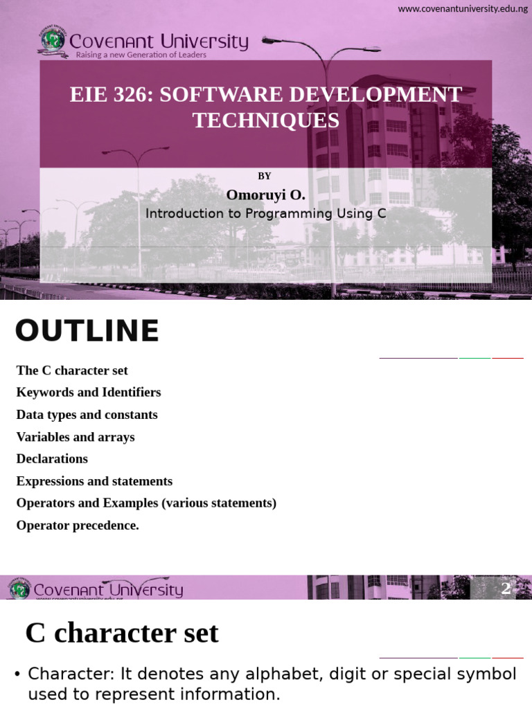 EIE 326 Intro To C | PDF | Data Type | Variable (Computer Science)