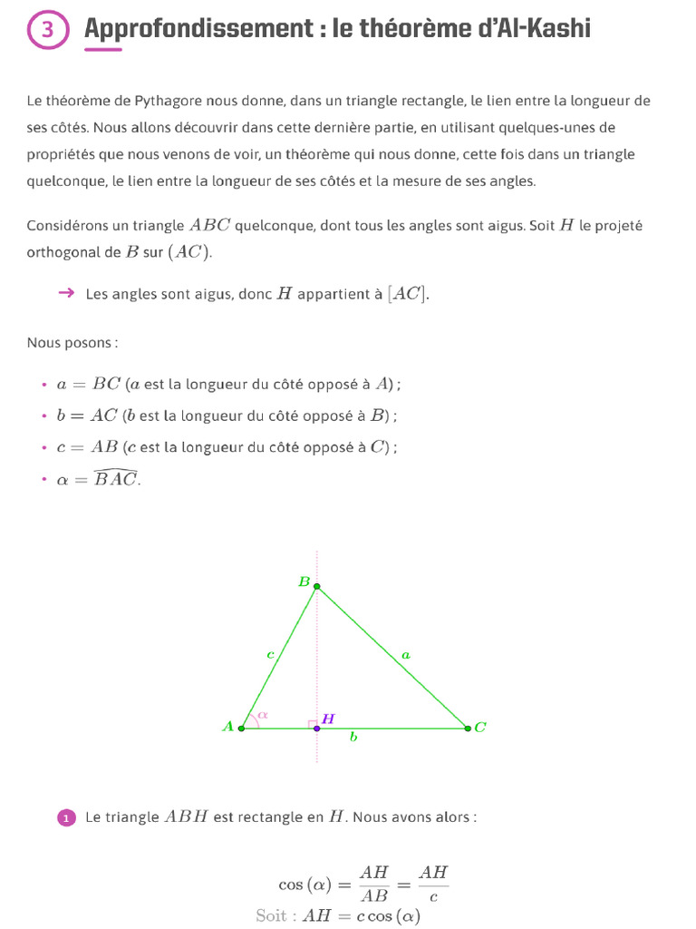 Approfondissement - Le Théorème d'Al-Kashi | PDF