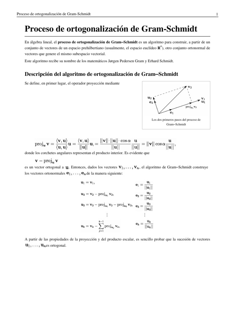 II Proceso de Ortogonalizacion de Gram - Schmidt | PDF