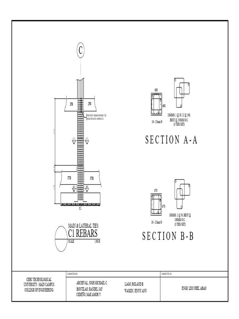 Seismic Tie Bar Specifications and Sections | PDF