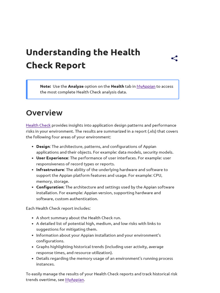 Appian Health Check Report Overview | PDF | Databases | Variable ...