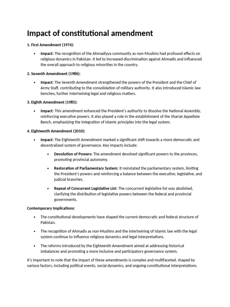 10. Impact of Constitutional Amendment | PDF | Sharia | Governance