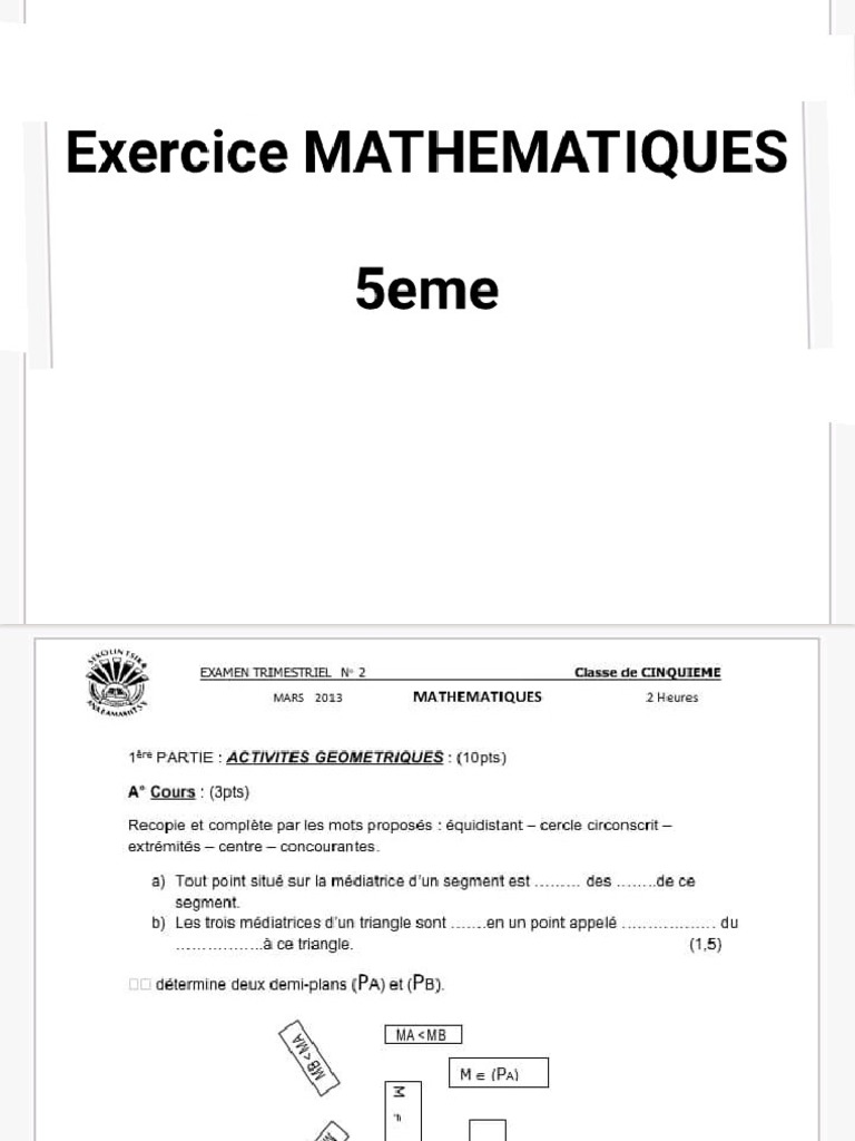 5eme Exercice Mathematiques | PDF