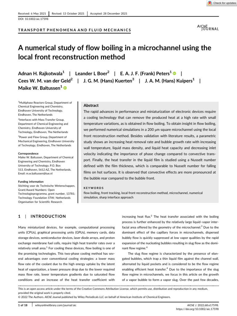 A Numerical Study of Flow Boiling in A Microchannel Using Thelocal ...
