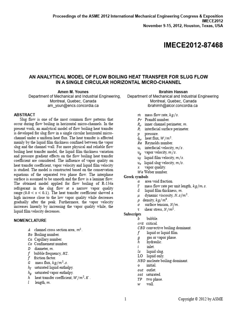 An Analytical Model of Flow Boiling Heat Transfer For Slug Flow | PDF ...