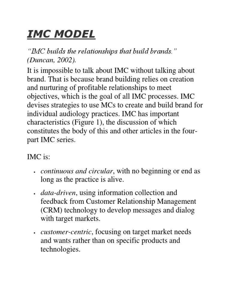 Imc Model | PDF | Business | Communication