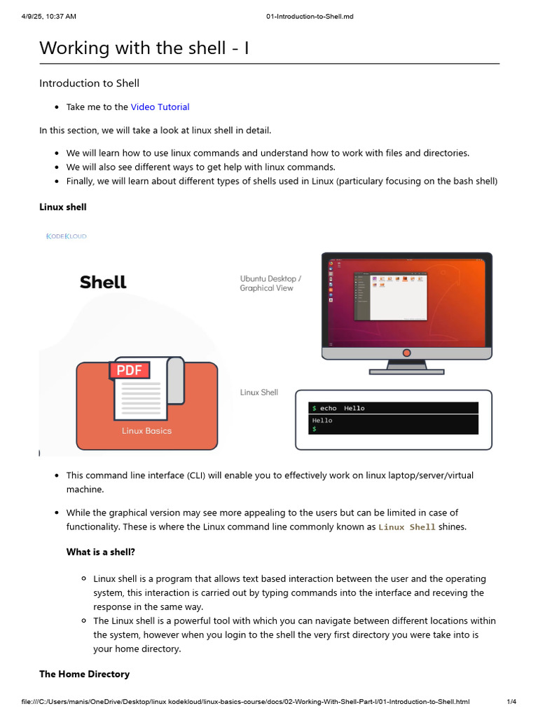 01 Introduction To Shell - MD | PDF | Shell (Computing) | Command Line ...