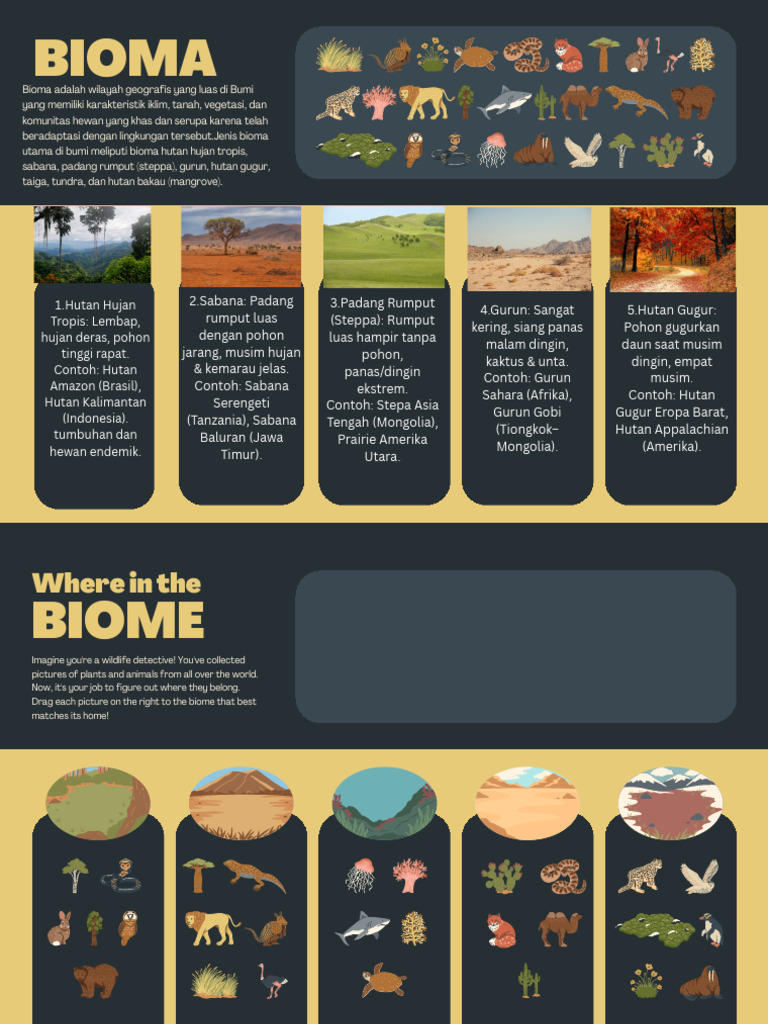 Biome Drag and Drop Digital Worksheet in Dark Gray and Yellow ...