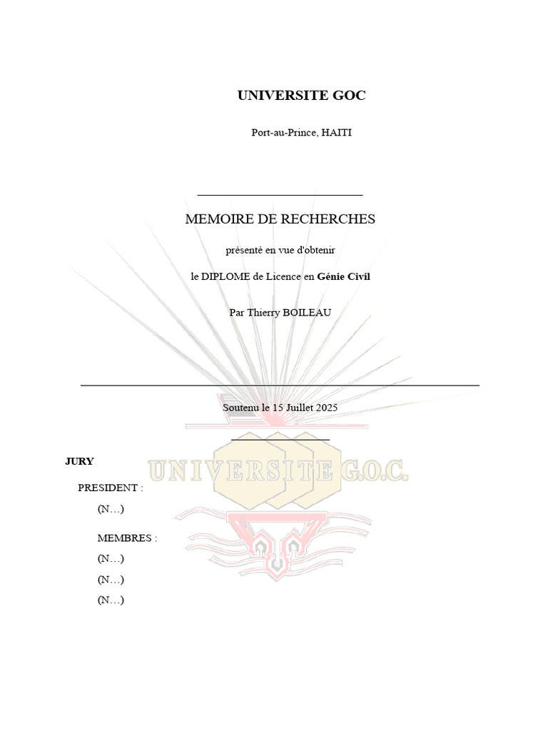 Mémoire en Génie Civil - Université GOC | PDF | Haïti | Gouvernance