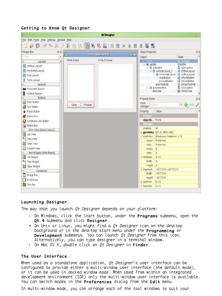 Getting Started With QT Designer | PDF | Widget (Gui) | Class (Computer ...