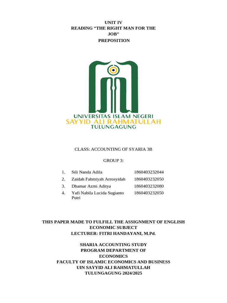 Kelompok 3 Bahasa Inggris Ekonomi ASY3B | PDF | Recruitment | Human Resources