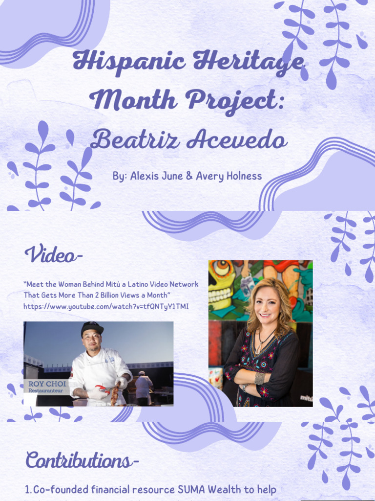 Hispanic Heritage Month Project - Beatriz Acevedo | PDF