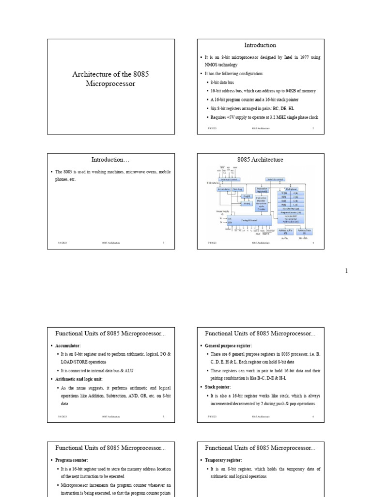 1.1 - 8085 Microprocessor - Architecture | PDF | Input/Output ...