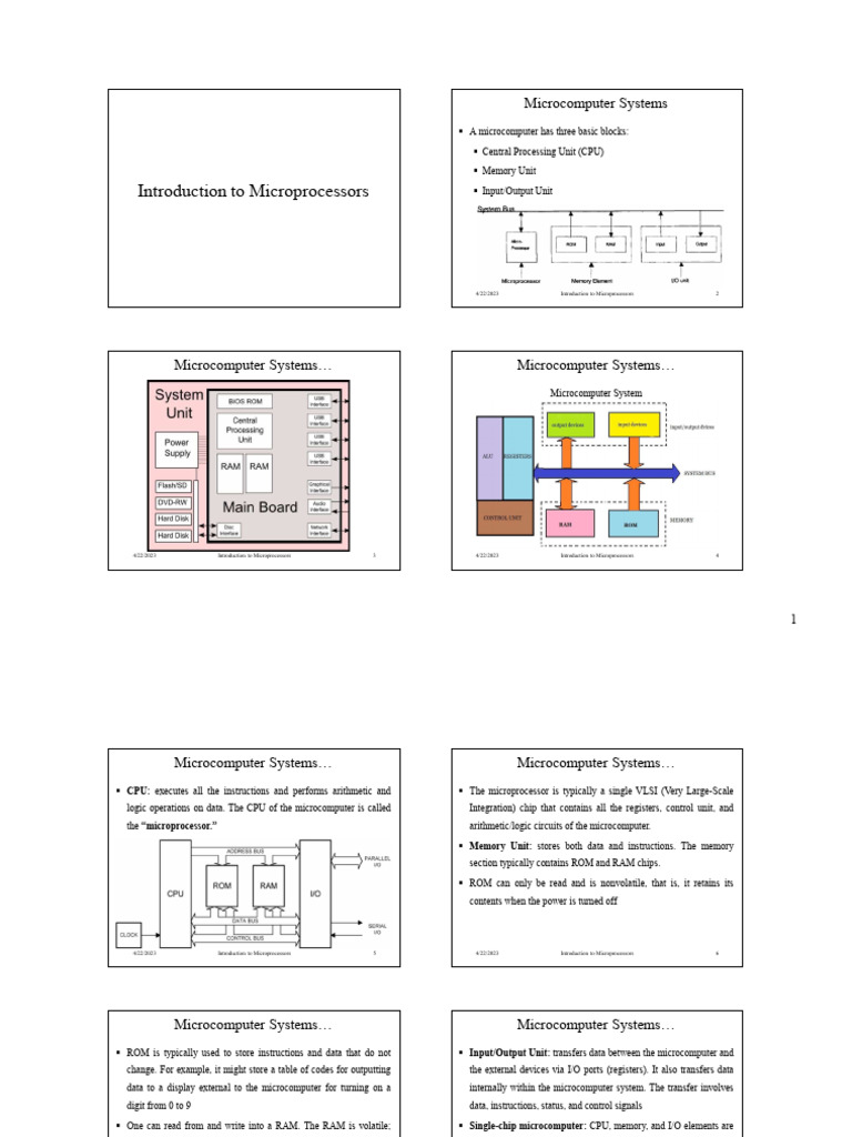 1.0 - Introduction to Microprocessors | PDF | Central Processing Unit | Microprocessor