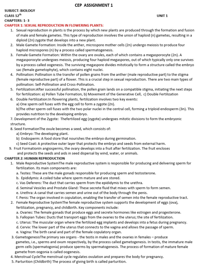 Biology of Plant and Human Reproduction | PDF | Fertilisation | Human ...