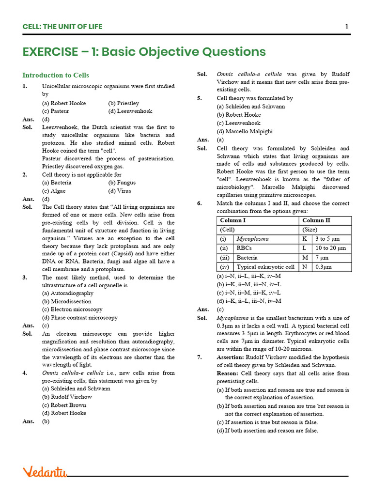Cell The Unit of Life EX-1-1 | PDF | Endoplasmic Reticulum | Cell Membrane