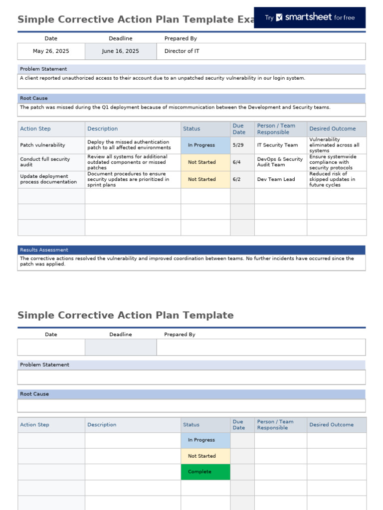 AI Corrective Action Plan Example | PDF | Audit | Information Technology
