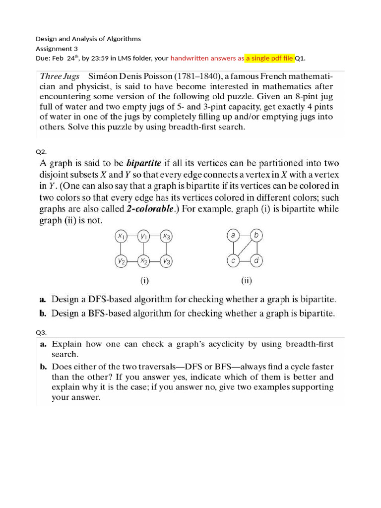 Design and Analysis of Algorithms Assignment 3 Due: Feb 24, by 23:59 in ...