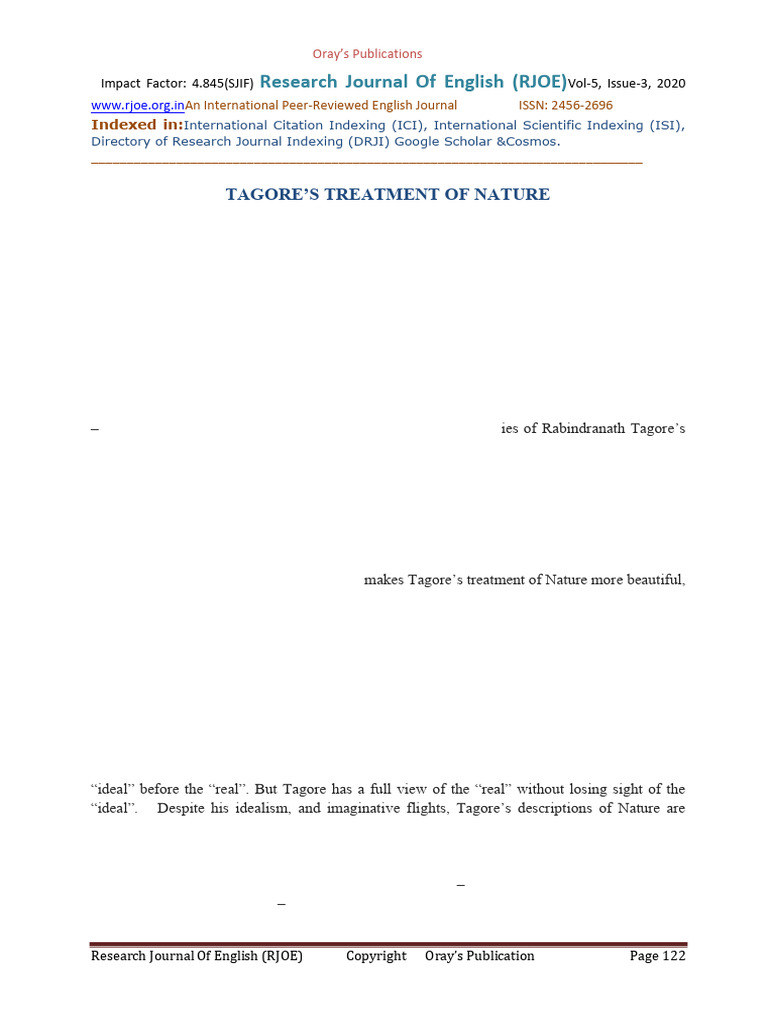 4-20-21 Tagore's Treatment of Nature | PDF | Rabindranath Tagore ...
