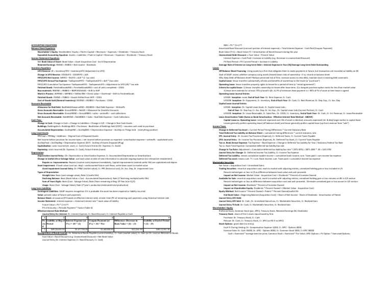 Accounting Cheatsheet | PDF | Depreciation | Expense