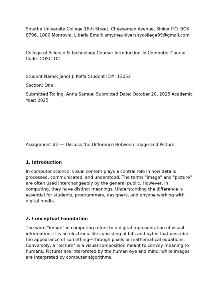 Janet Koffa COSC.101 Assignment 2 | PDF | Image | Computer Vision