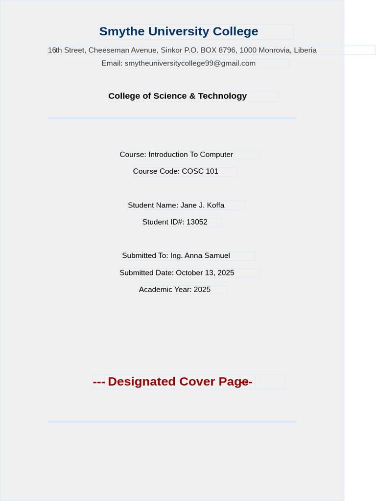 Smythe University Cover Page | PDF